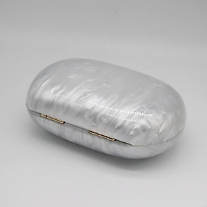 Dirmmis Fashion Women Acrylic Cute Round Marble White Pearl Party Evening Bags Luxury Prom Handbags Casual Clutch