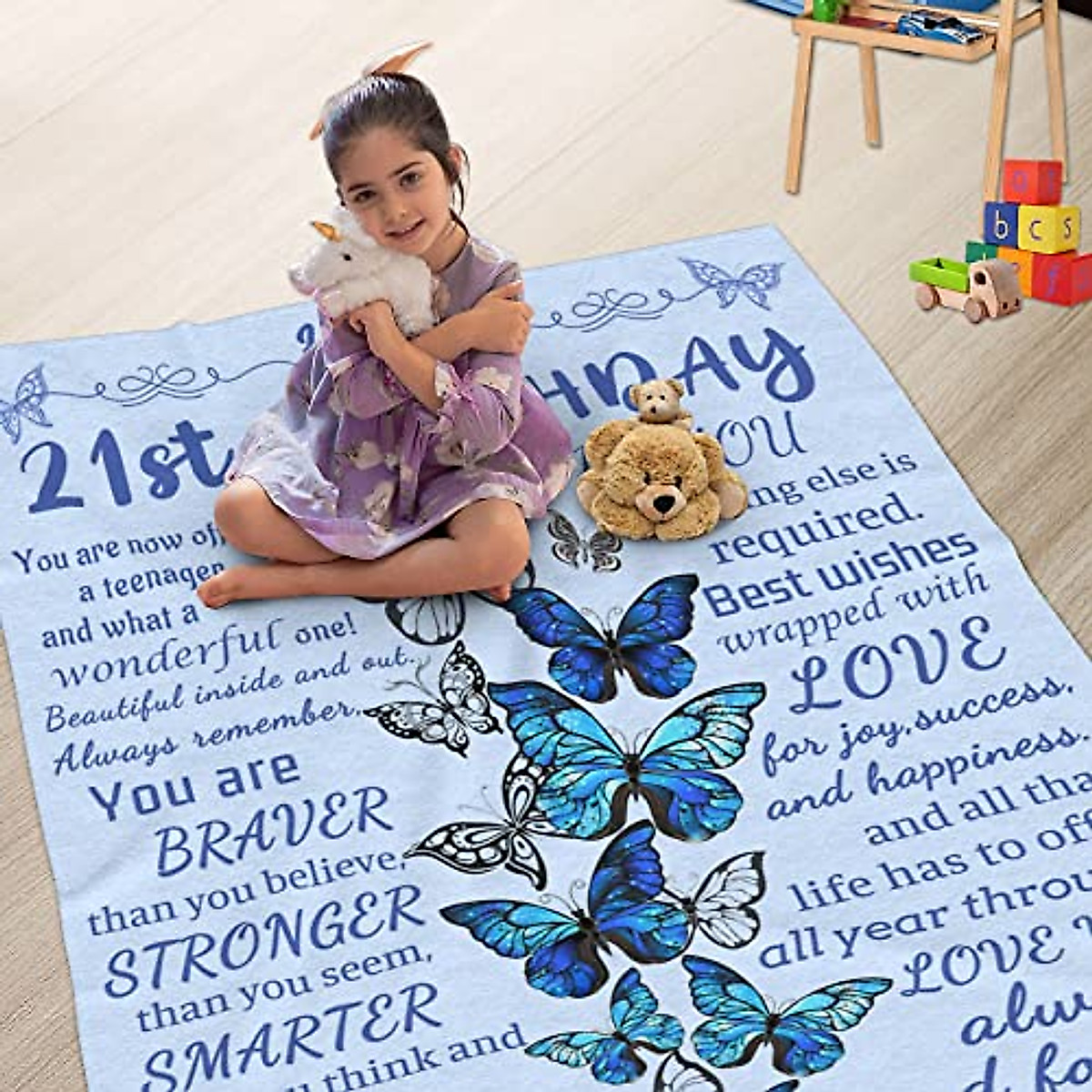 21st Birthday Gifts for Her Daughter, 21 Year Old Gifts for Her Meaningful, Gifts for 21 Year Old Female in College, Happy 21st Birthday Decorations for Her Women, 2001 21st Blanket 50x60 Inches