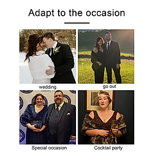 BEAUTELICATE Women's Faux Fur Shawl Stoles Wrap for Bridal/Wedding/Party