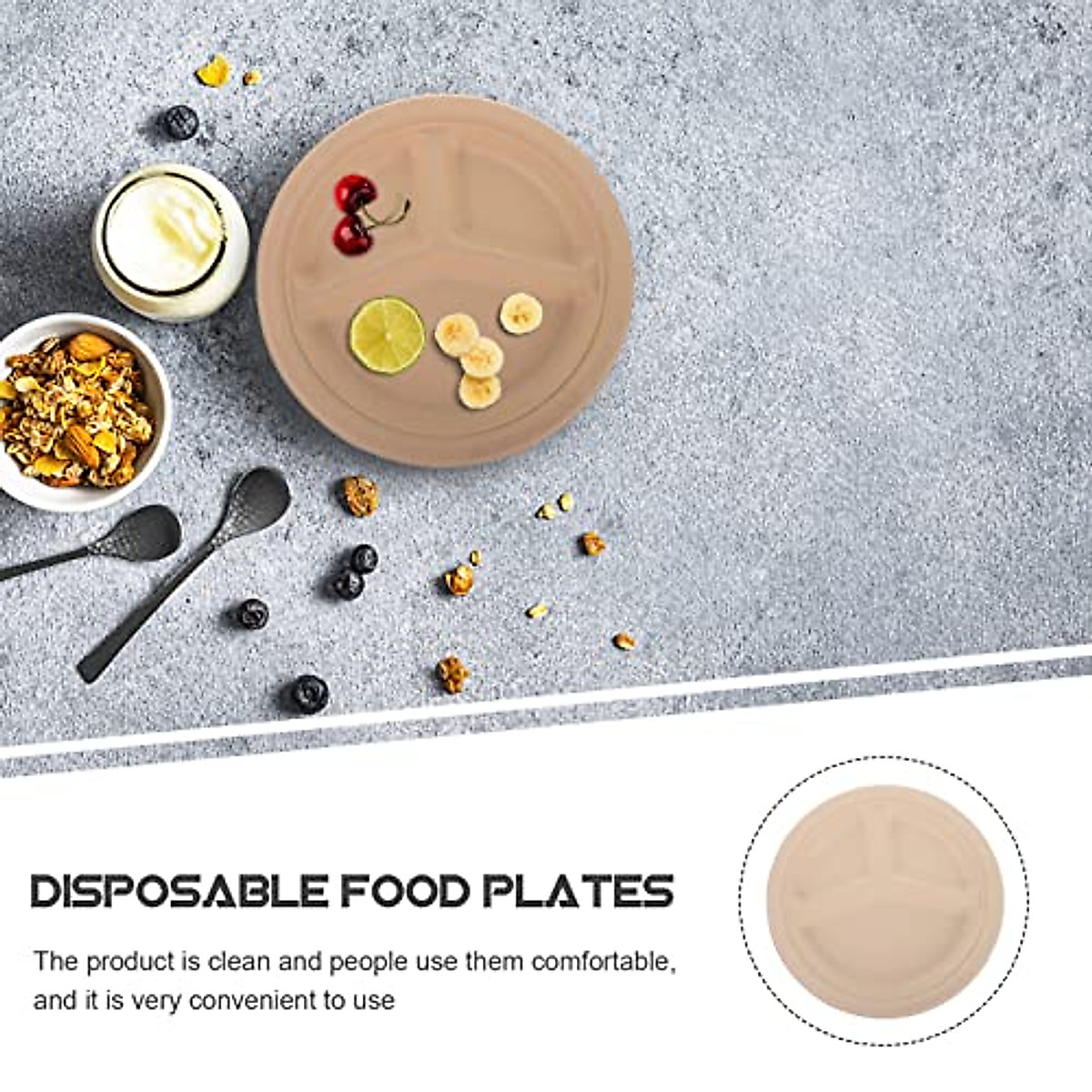 Cabilock 20pcs Degradable dinner plate 2 biodegradable paper plates Sectional Meal Tray dessert plate wedding paper plates 3 sectional round serving tray cereals clamshell wheat straw food