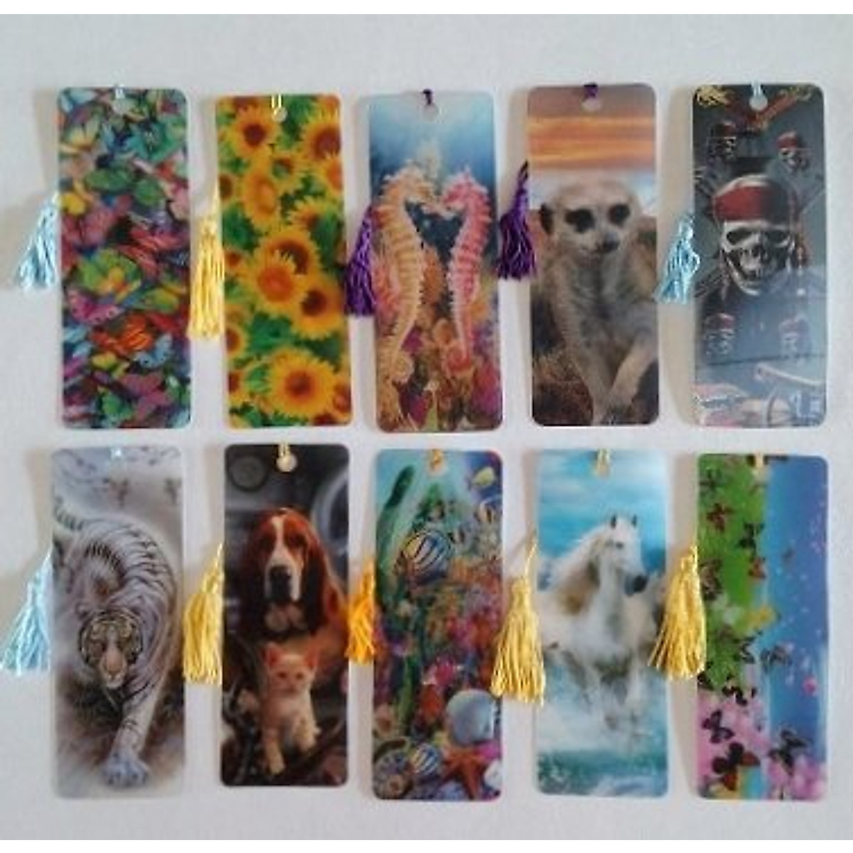 3 D Realistic Lenticular Bookmarks with Tassel Assorted 10 Pack