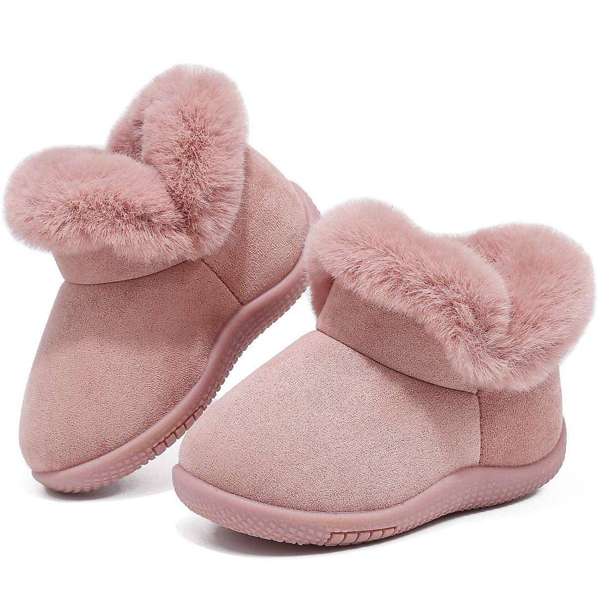 KEESKY Baby Girl Winter Boots Pink Winter Warm Shoes Fur Lined Toddler Size 5 M