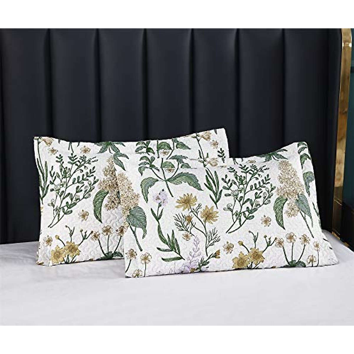 Floral Quilt Set King Size Bedspread Coverlet Green Yellow Flower Bedspread Set King Lightweight Quilt Bedding Spring Summer Floral Coverlet Soft Home Quilts Collection Bedding with 2 Pillowcases