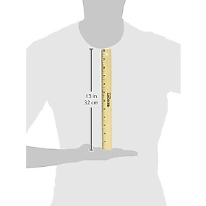 Westcott Wood 12" School Ruler Scaled in 1/16" (103810), Assorted Colors, Letter (10381)