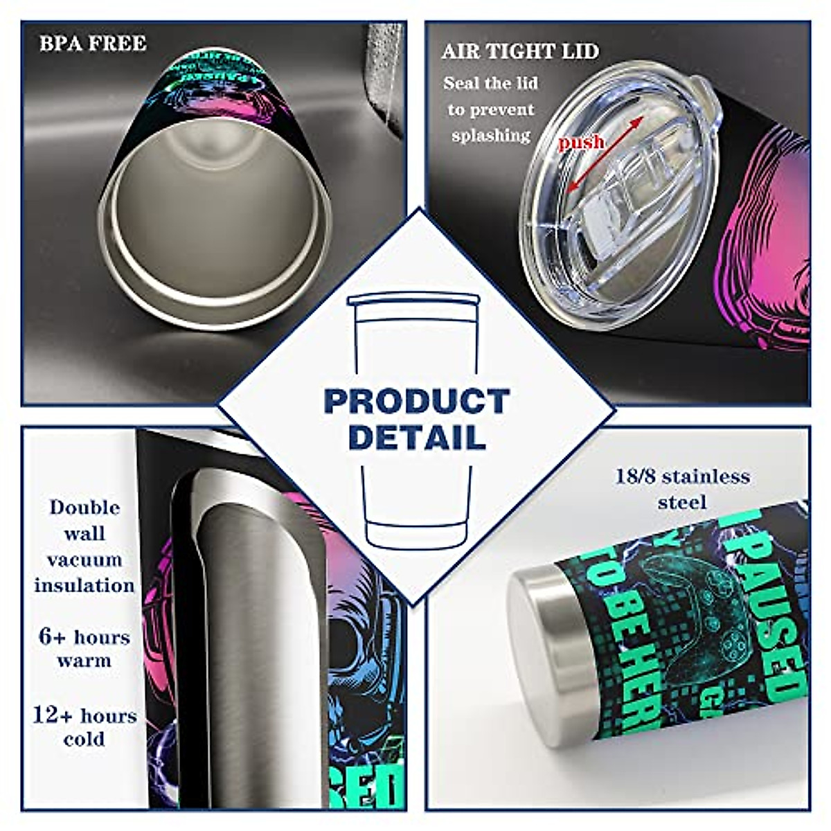 Vutieso Gamer Gifts, Gaming Cup For Gamers, Gamers Gifts For Him, Gamer Gifts For Men, Gamer Tumbler 20oz, Gaming Gifts, Gamer Gifts For Husband Dad Son, Cool Gifts For Gamers, Gamer Birthday Gifts