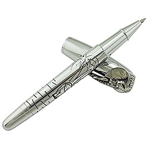 erofa Fuliwen Rollerball Pen, Silver Stainless Steel Body Elephant Pattern Gift Pen