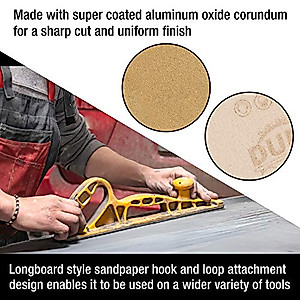 Dura-Gold Premium - 80 Grit Gold - Hook & Loop Backing Longboard Continuous Sandpaper Roll, 2-3/4" Wide, 12 Yards Long - For Automotive & Woodworking Air File Long Board Sanders, Hand Sanding Blocks