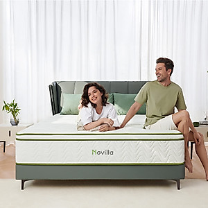 Novilla Queen Size Mattress 10 Inch Hybrid Mattress with Memory Foam & Pocketed Coil for Durable Support & Motion Isolation Medium Firm Queen Mattress in a Box Amenity