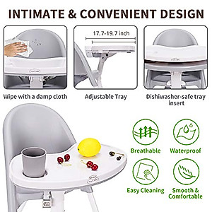 HAN-MM High Chair Folding,One Click fold,Save Space, Detachable Double Tray, Infant Chair, Car Traveling, 3 in 1 Convertible, 3-Point Harness, Adjustable Footrest, Non-Slip Feet, Adjustable Legs