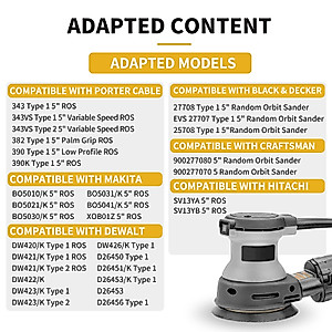 2 Pack 5 Inch 8 Hole Orbital Sander Replacement Pad for Porter Cable 343 343k 343VSK 390 390K 382 Random Orbit Sanders - Hook and Loop Sanding Pad Parts