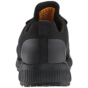 Skechers for Work Women's Squad SR Food Service Shoe, black flat knit, 5.5 M US