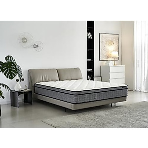 Container Furniture Direct Hybrid 12 Inch Queen Mattress in a Box, Pillow Top Bed Cushion with Gel Infused Memory Foam, Breathable and Hypoallergenic, Medium Firm for Lumbar Support