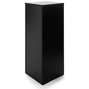 Displays2go, Portable Gallery Pedestal, Laminated Particle Board, Melamine Construction – Black Finish (WDCUBEBLK3)