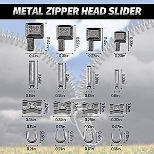 Metal Zipper Head Slider, 4 Sizes Zipper Bottom Sliders Retainer Insertion Pin in 3 Colors, Zipper Stopper Repair Tool Kit for Coats Jacket DIY Sewing Replacement, Size of 3/5/8/10 (60 Pieces)