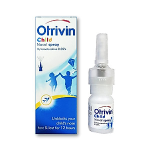 Otrivin child Nasal Spray 0.05% (60 Meterd dose, 0.33 Fluid ounzes) for Infant and Children Under 1 Year of Age and up to 6 Years of Age, Effective Unblocks Your Child's Nose Fast & Last for 12 Hours