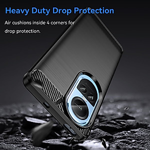 FZZSZS Case for Oppo Reno 10 Global + [2 Pack] Screen Protector Tempered Glass Protective Film,Black Carbon Fiber Shell Soft Silicone TPU Case Cover for Oppo Reno 10 Global (6.7")