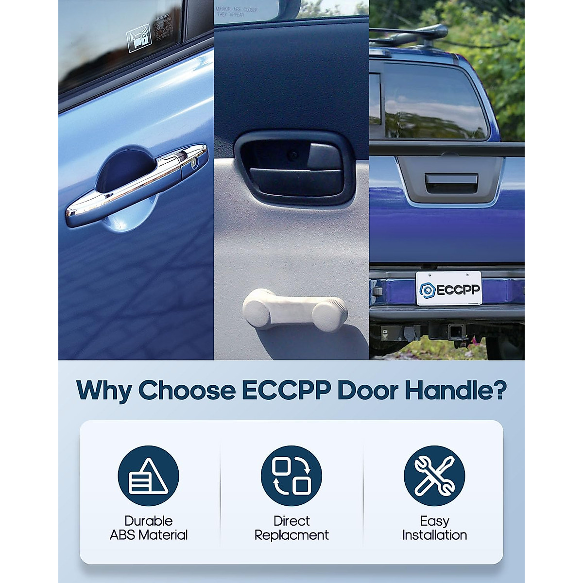 ECCPP Door Handles Exterior Outside Outer Front Driver Passenger Side for 1998-2011 for Ford Ranger Black(2pcs)