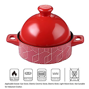 Xgxoz Ceramic Tajine Cooking Pot Ceramic Pots, Tajine Cooking Pot with Lid, Stew Casserole Slow Cooker for Home Kitchen