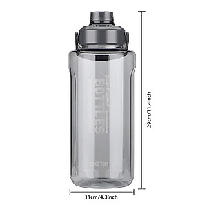 Olerd Half Gallon/64oz Water Bottle With Handle, Leak proof with removable strainer, BPA Free Fitness 2L Sports Water Jug, ensure You Drink Enough Water Daily for Gym and Outdoor Sports(Grey)