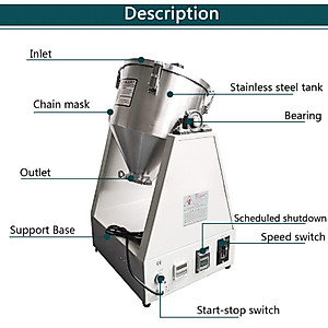 MXBAOHENG 5KG Dry Powder Mixer Powder Blender Particle Mixer Granule Particle Blender (110V, 15L, 5kg)