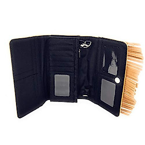 Western Cowgirl Concealed Carry Fringe Concho Agate Handbag Hobo Shoulder Handbag With Matching Wallet In Tan