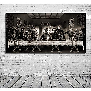 The Last Supper,Dark Evil Horror Spooky Creepy,Halloween,Wall Art Home Wall Decorations for Bedroom Living Room Oil Paintings IFUNEW Canvas Prints-1157 (Unframed,16x32inch)
