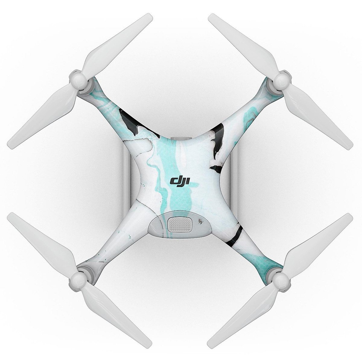 Design Skinz Design Skinz Black and Teal Textured Marble Full-Body Wrap Decal Skin-Kit Compatible with The Drone DJI Phantom 4 Pro