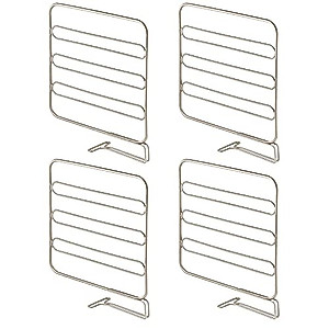 mDesign Versatile Metal Wire Closet Shelf Divider and Separator for Storage and Organization in Bedroom, Bathroom, Kitchen and Office Shelves - Easy Install - 4 Pack - Satin