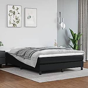 vidaXL Box Spring Bed with Mattress Home Bedroom Mattress Pad Double Bed Frame Base Foam Topper Furniture White 53.9"x74.8" Full Faux Leather