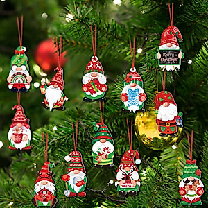 48 Pieces Christmas Felt Gnome Ornaments Gnome Felt Hanging Ornaments Gnome Tree Topper Felt Cutout Xmas Hanging Swedish Gnome Ornaments for Christmas Tree Party Decorations