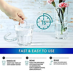 Retainer & Denture Cleaner Tablets 120 Pcs (4 Months Supply) - Retainer Cleaner Tablet for Retainers, Dentures, Night & Mouth Guard, Removable Dental Appliance, Removes Stains & Plaque, Mint Flavor