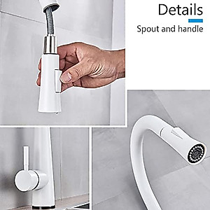 Yalsfowe White Kitchen Faucet with Pull Down Sprayer Touch On Kitchen Faucet Smart Sensor Kitchen Faucet, Modern Faucets for Kitchen Sinks Single Handle Single Hole