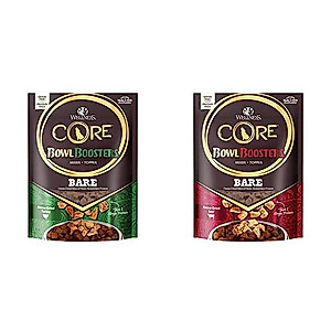 Bundle of Wellness CORE Natural Grain Free Bare Bowl Boosters Tender Dog Food Mixer Or Topper (Turkey & Beef, 4-Ounce Bag)