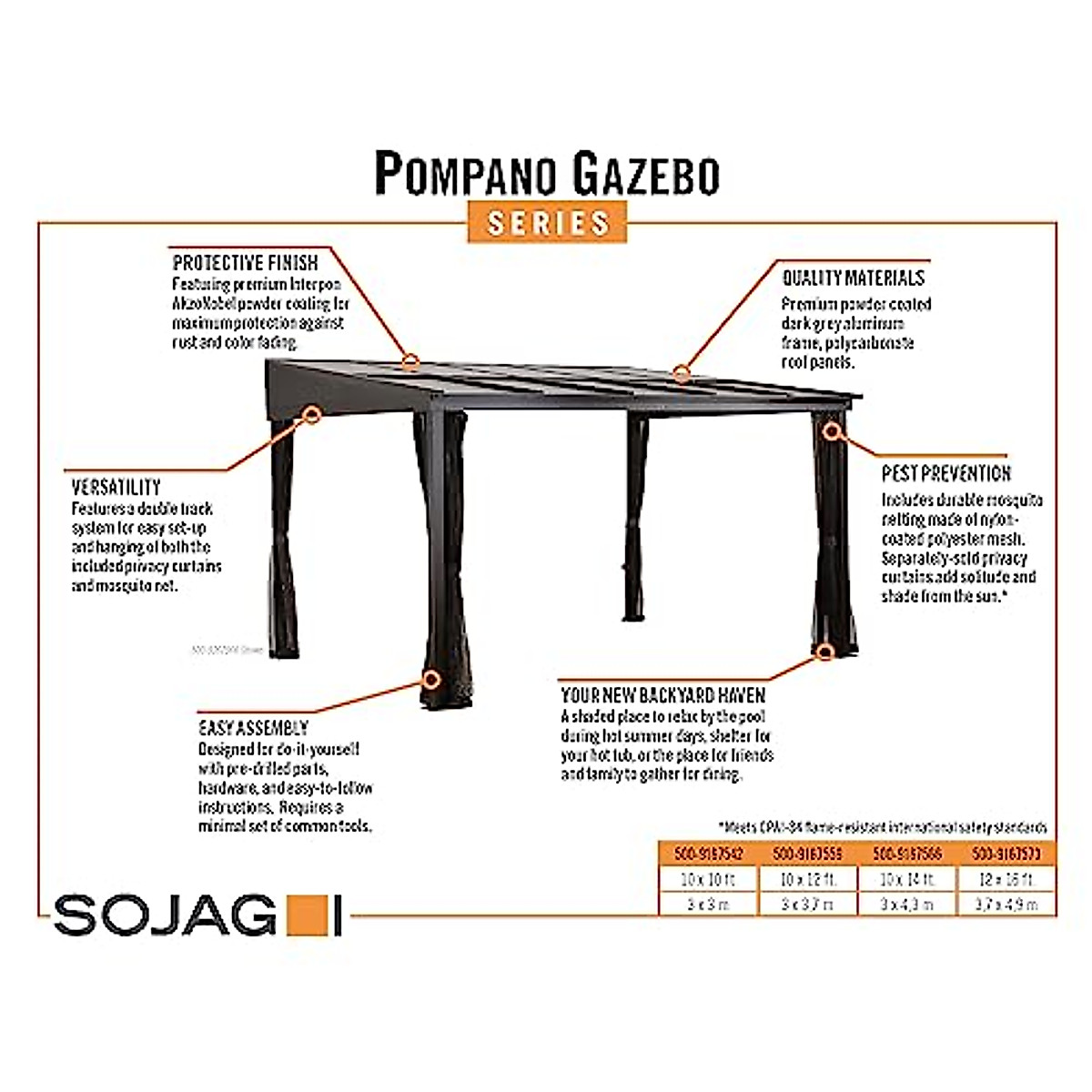 Sojag Pompano 10 Ft. X 10 Ft. Wall Gazebo