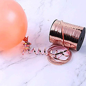 Aysekone 1 Roll 500 Yards Rose Gold Metallic Curling Ribbons Crimped Ribbon Roll Rose Gold Balloon Ribbons for Wedding Birthday Party Decor,Festival,Florist Crafts and Gift Wrapping Decorations