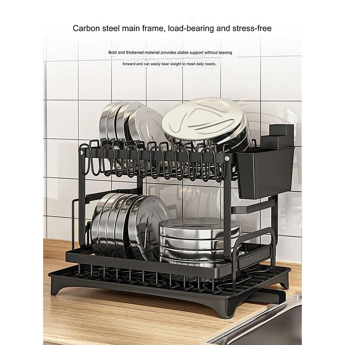 Dish Drying Rack, Removable Large Capacity Dish Drain Storage Rack, Stainless Steel Large Capacity Dish Drain Rack, Stainless Steel Drying Rack for Kitchen(White)