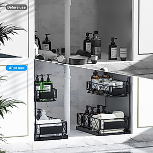 ked&buckle under sink organizers and storage, under kitchen bathroom sink organizer with pull out drawers, 2-tier under cabinet organizer and storage for Kitchen Bathroom and other living spaces.