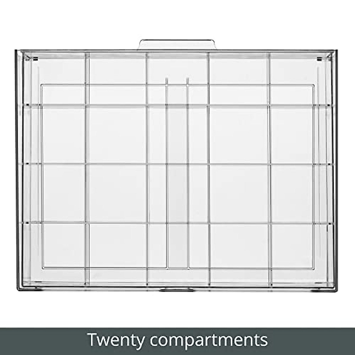 mDesign Divided Plastic Tea Organizer Bin with Drawer - Stackable Tea Bag Holder for Kitchen, Pantry, and Cabinet - Caddy with Small Dividers - 20 Sections - Lumiere Collection - Clear