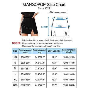 MANGOPOP Womens High Waist Bodycon Mini Short Faux Leather Skirt with Slit (Black,Small)