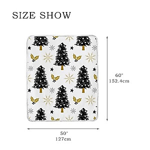 DreamBay Throw Blanket for Couch Sofa Bed Christmas Tree Holly Snow Lightweight Blankets for Home Office Camping Travel Cozy Blanket 50x60 inches Washable