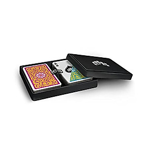 Copag 1546 Neoteric Design 100% Plastic Playing Cards, Bridge Size (Narrow) Regular Index Yellow/Pink/Blue Double Deck Set