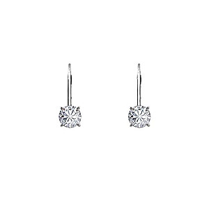 Amazon Essentials Platinum Plated Sterling Silver Lever back Earrings set with Round Infinite Elements Cubic Zirconia (1 cttw) (previously Amazon Collection)