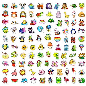LIFEBE 600Pcs Cute Animal Stickers, Waterproof Vinyl Cute Aesthetic Stickers for Water Bottle, Skateboards and Notebooks, Laptop Stickers for Teens Girls Kids Adults