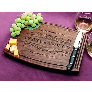 Straga Personalized Cutting Boards | Handmade Wood Engraved Charcuterie | Custom Wedding, Anniversary, Housewarming Gift for Newlyweds