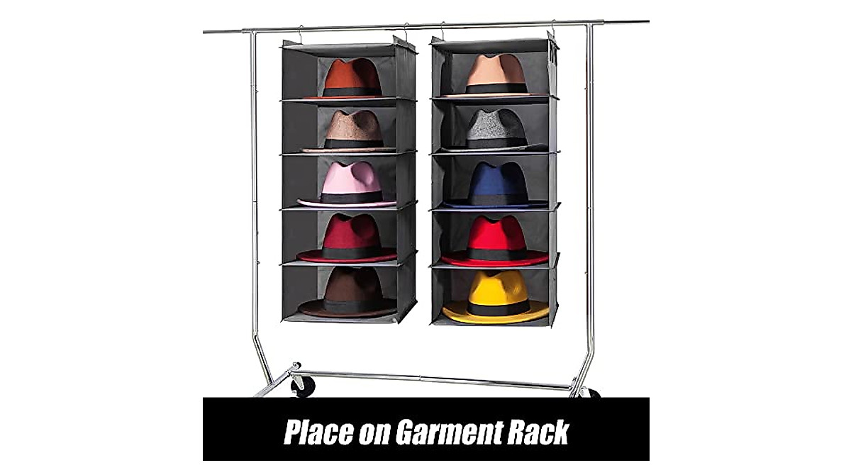 Fedora Hat Rack - 10-Shelf Closet Organizer for Wide-Brimmed Hats