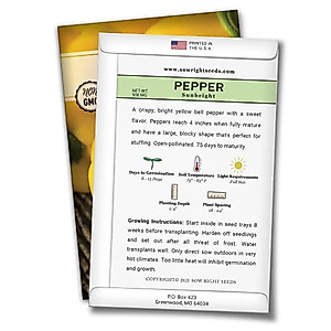 Sow Right Seeds - Sweet Bell Pepper Seed Collection for Planting - Packets of Cubanelle, Sunbright, California Wonder, Sweet Chocolate Bell, Non-GMO Heirloom Seeds to Plant a Home Vegetable Garden