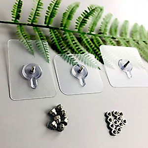 DOITOOL 10PCS Nail Free Wall Hook Screw Adhesive Hooks for Hanging, Non- Trace No Drilling Hooks for Bathroom Kitchen Installation Hanging, Waterproof Transparent Screws Hook (Nail Size 16mm)