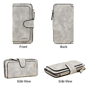 Pearl Angeli Womens Wallet PU Leather RFID Blocking Large Capacity Credit Card Holder for Women Zipper Coin Purse