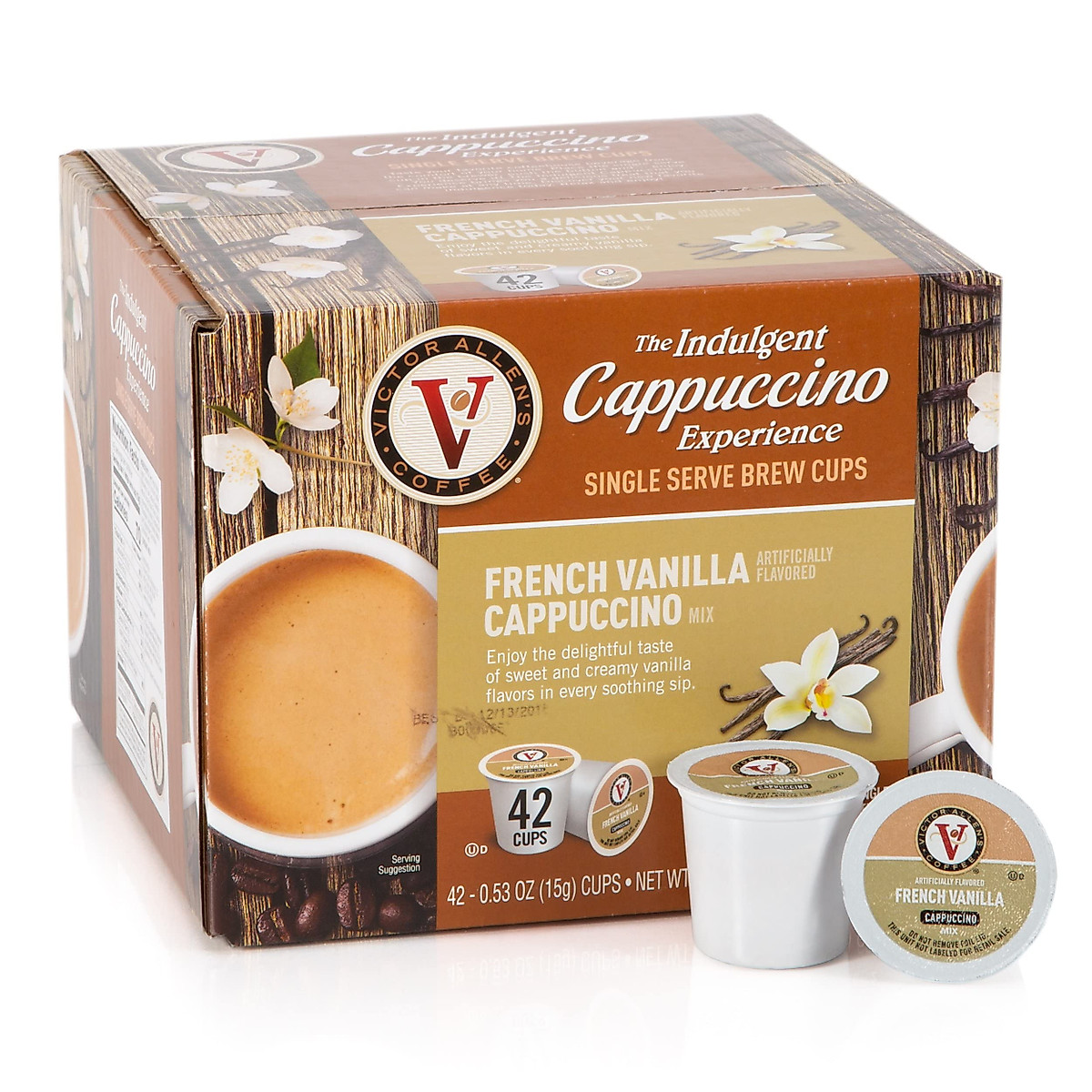 Victor Allen's Coffee French Vanilla Flavored Cappuccino, 42 Count Single Serve Coffee Pods for Keurig K-Cup Brewers (Pack of 2)