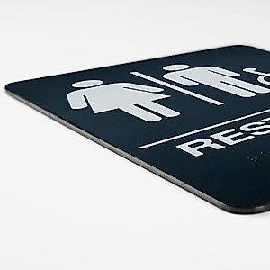 CORKO MANUFACTURING Signs Unisex Braille Restroom Sign - Bathroom Sign with Double Sided 3M Tape